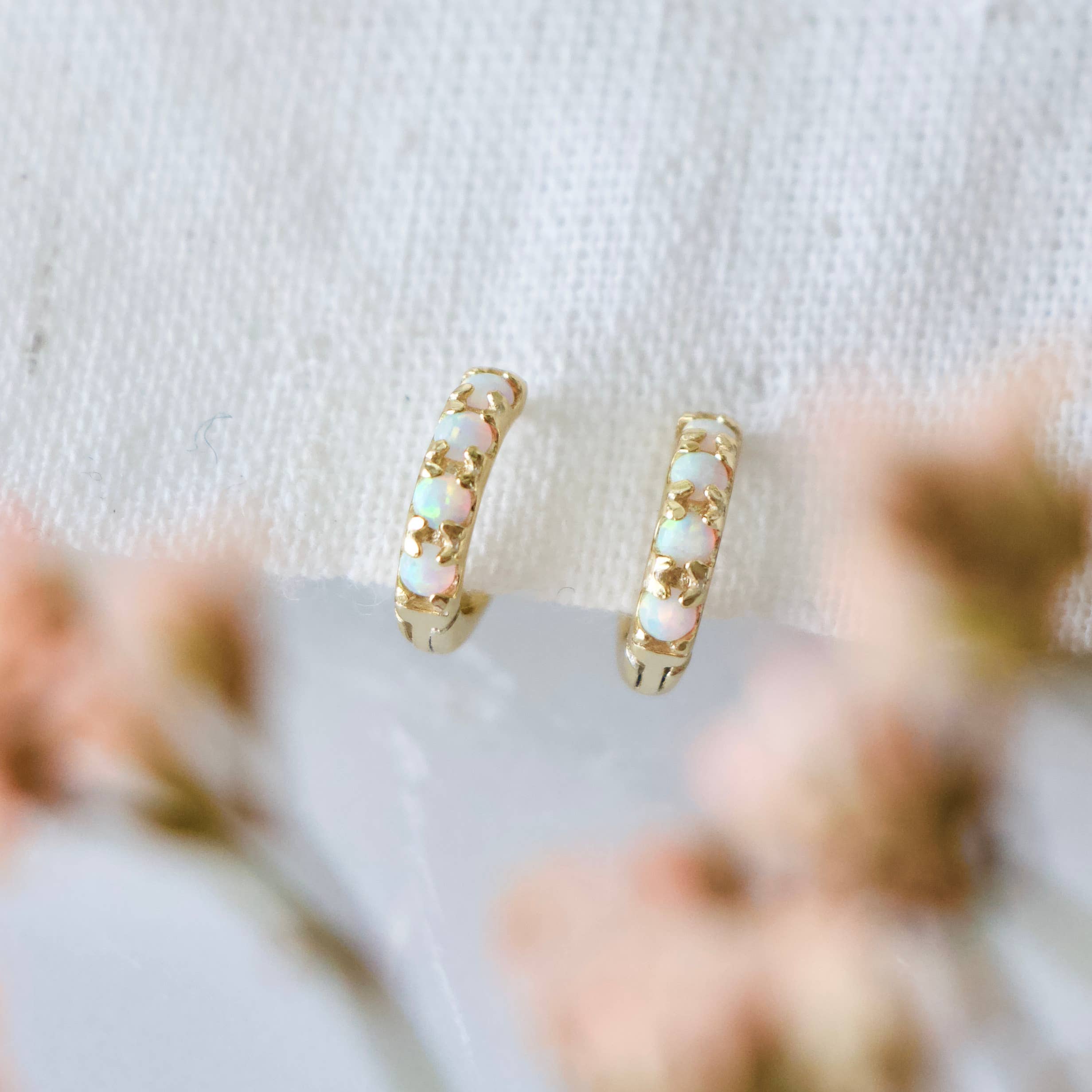 Mesa Blue - Opal Huggie Hoop Earrings - 6mm - Hypoallergenic – The ...